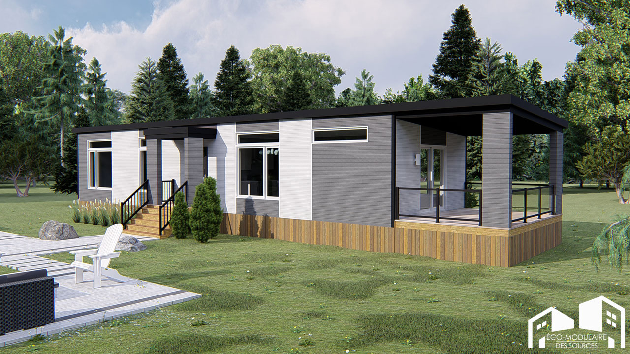 Maison unimodulaire préfabriquée (Modèle PINE 2 CHAMBRES) - Action Maisons