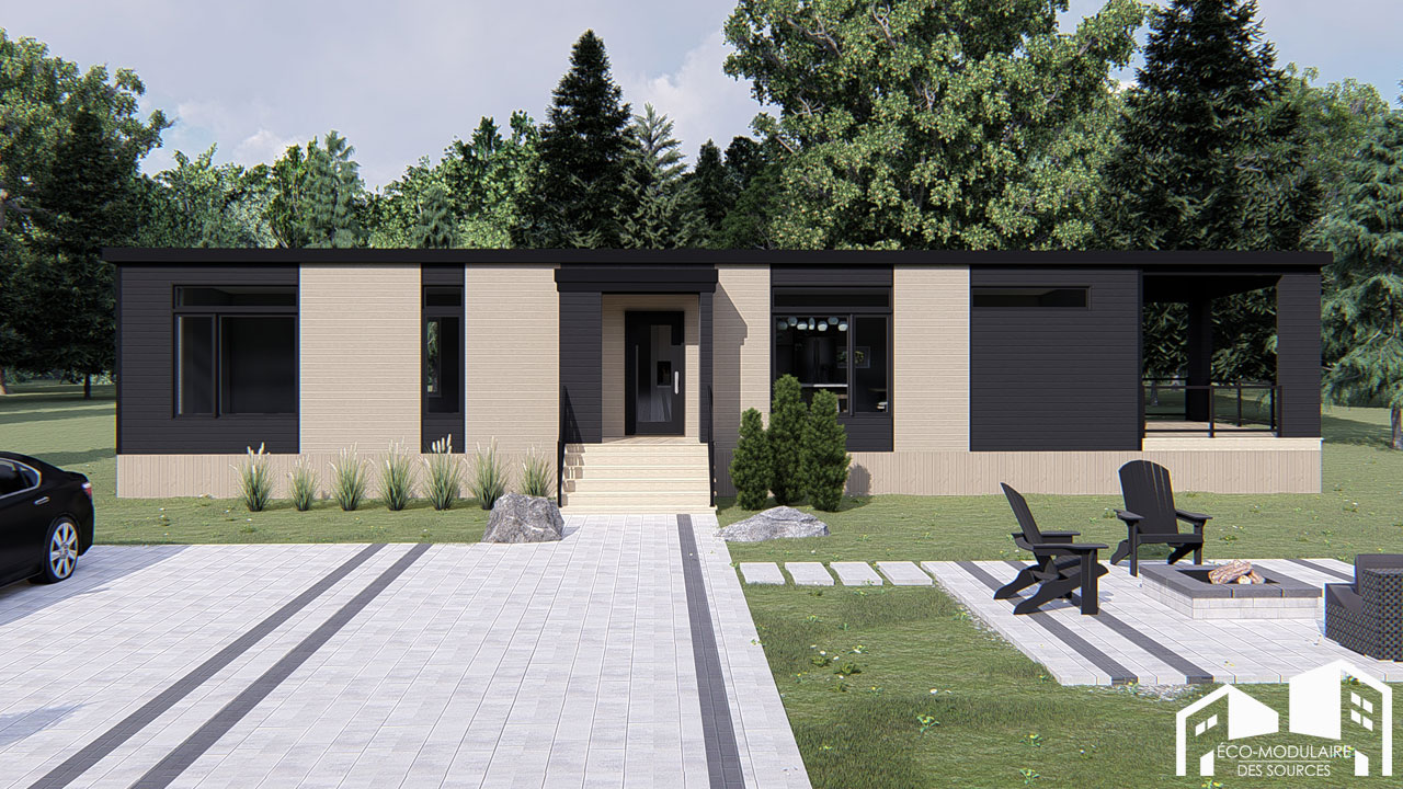 Maison unimodulaire préfabriquée (Modèle PINE 2 CHAMBRES) - Action Maisons