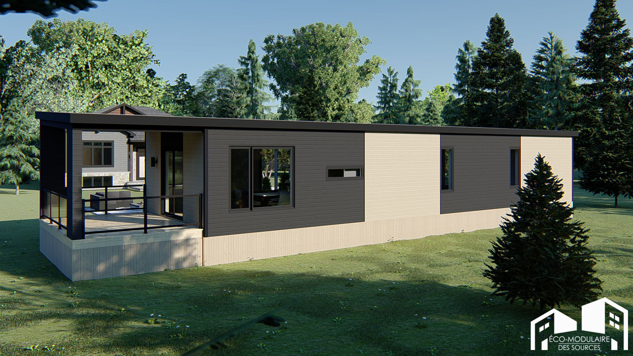 Maison unimodulaire préfabriquée (Modèle PINE 2 CHAMBRES) - Action Maisons